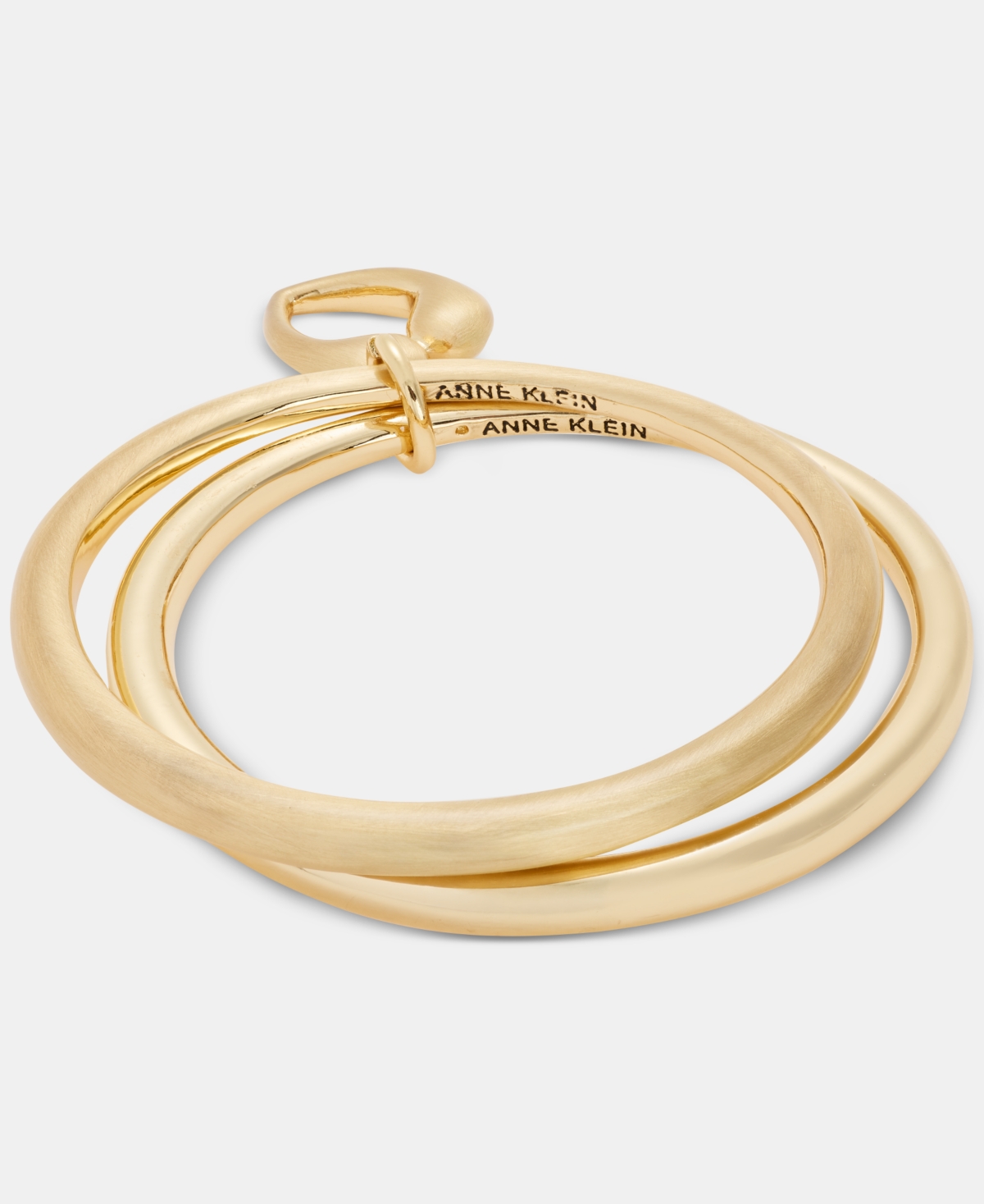 Click here for Anne Klein Puffy Heart Charm Bangle Bracelets  2-P... prices