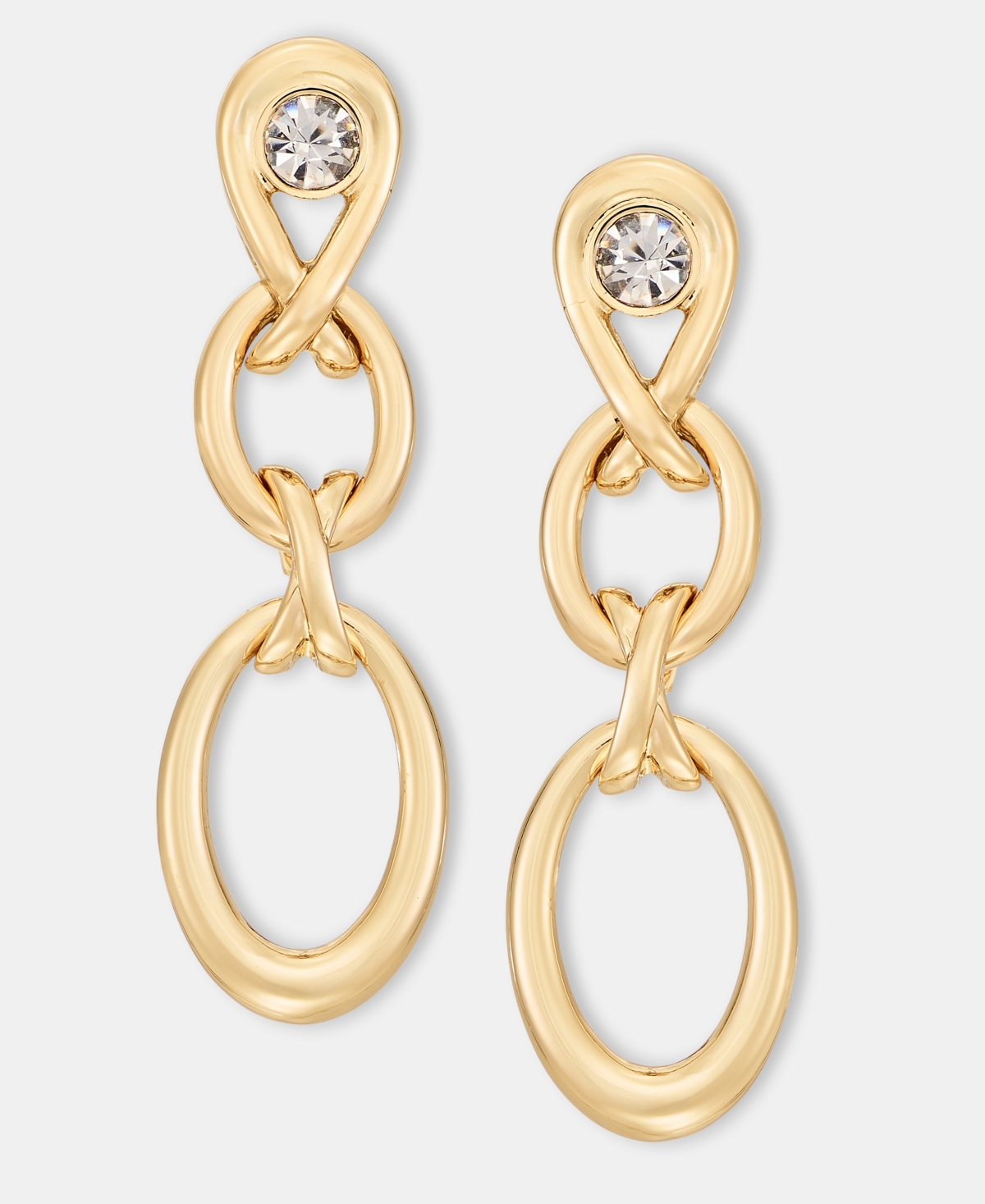 Click here for Anne Klein Crystal Oval Link Linear Drop Earrings... prices