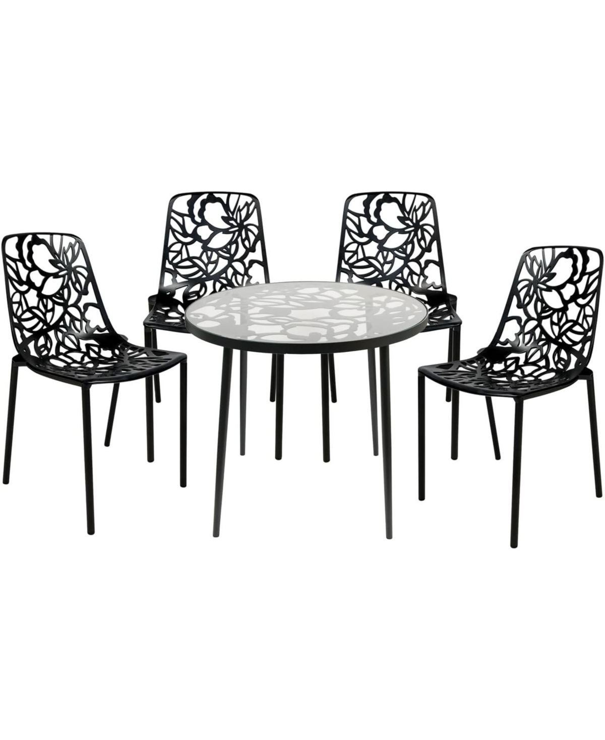Click here for LeisureMod Devon 5-Piece Outdoor Dining Set - Roun... prices