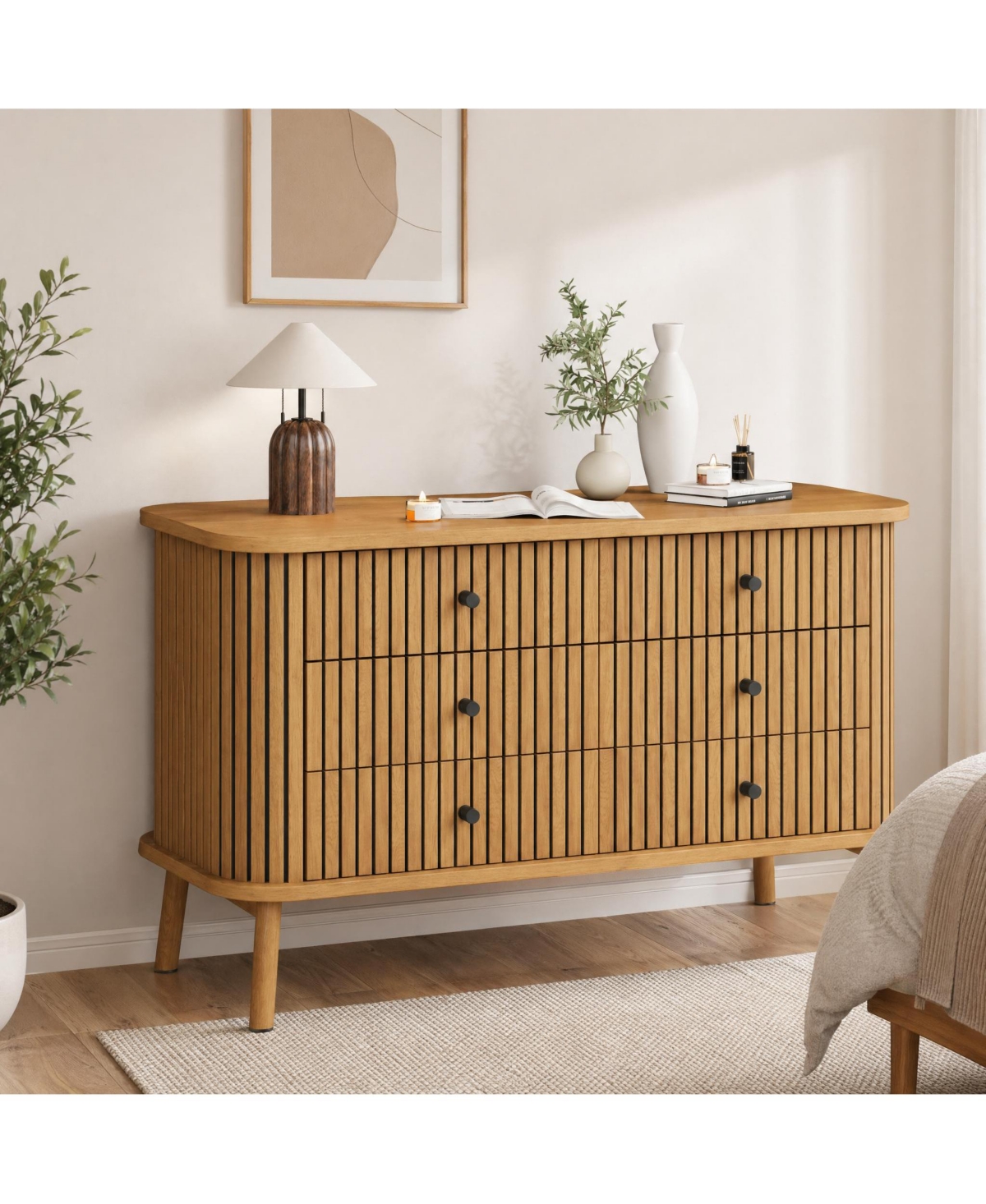 Click here for homfan Fluted Farmhouse-Modern Dresser with Metal... prices
