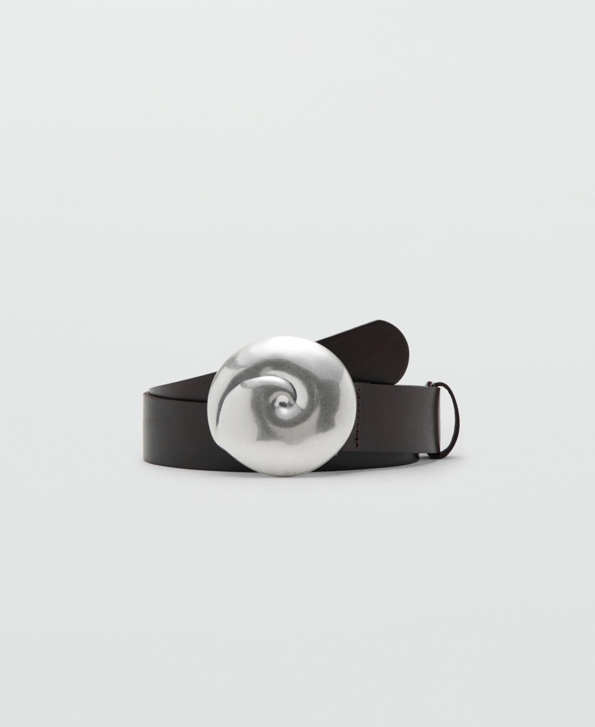 Click here for Mango Womens Shell Buckle Leather Belt - Chocolate prices