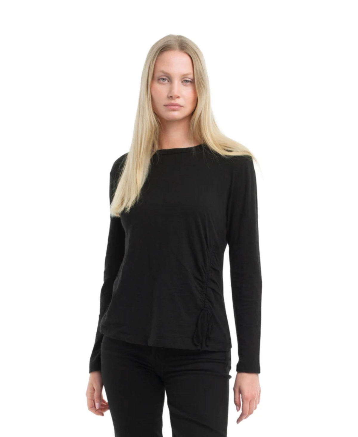 Click here for Wilt Womens Long Sleeve Ruched Side Tee - Black prices