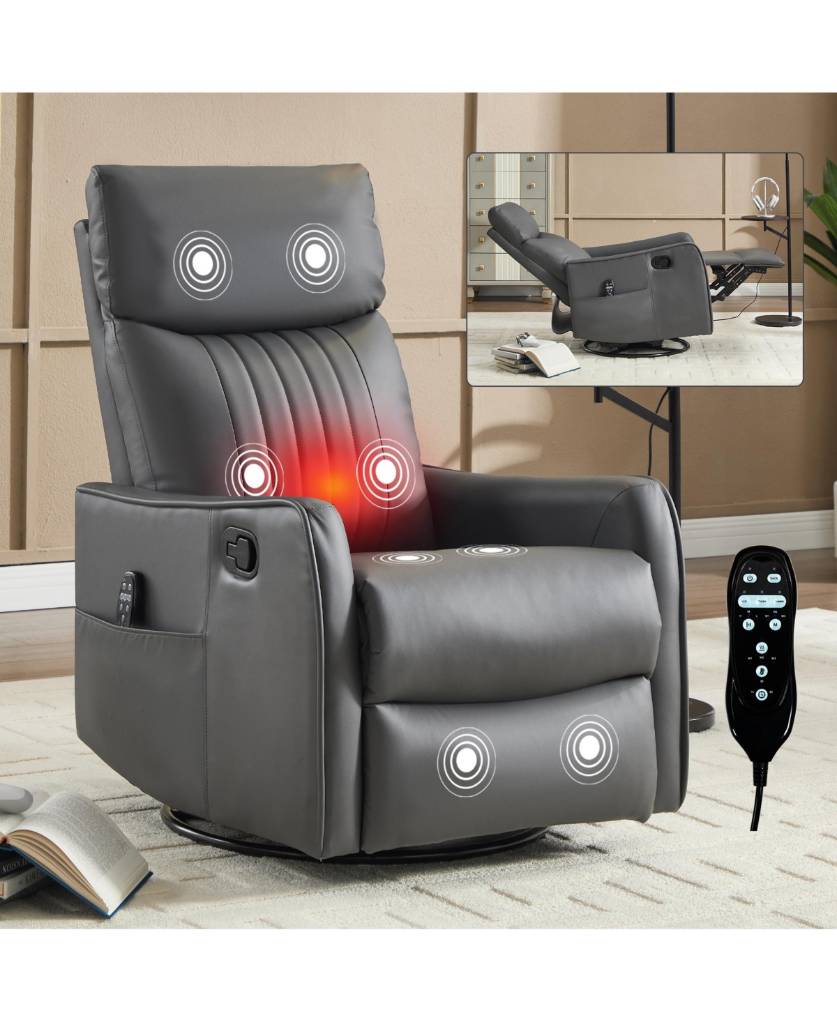 Click here for Clihome Faux Leather Heat Massage Manual Recliner... prices