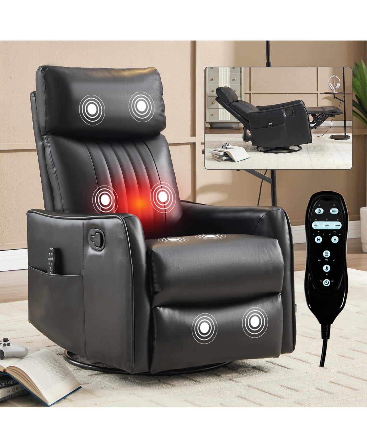 Click here for Clihome Faux Leather Heat Massage Manual Recliner... prices