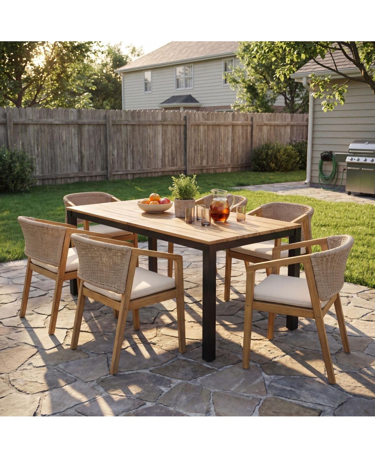 Click here for Asagikoiai 7 Piece Acacia Wood Patio Dining Set wi... prices
