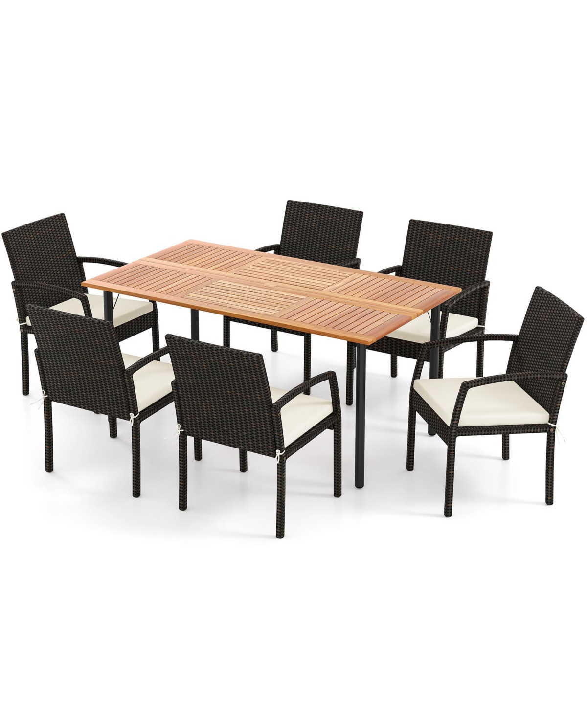 Click here for Slickblue Outdoor 7-Piece Dining Set with Acacia W... prices