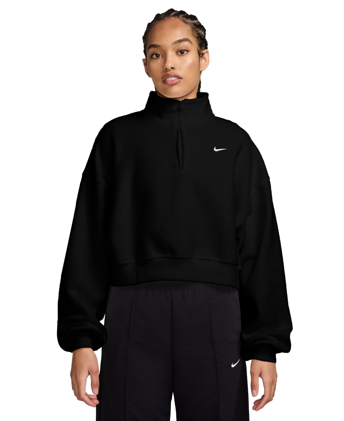 Click here for Nike Studio Fleece Plush Womens Oversized Quarter-... prices