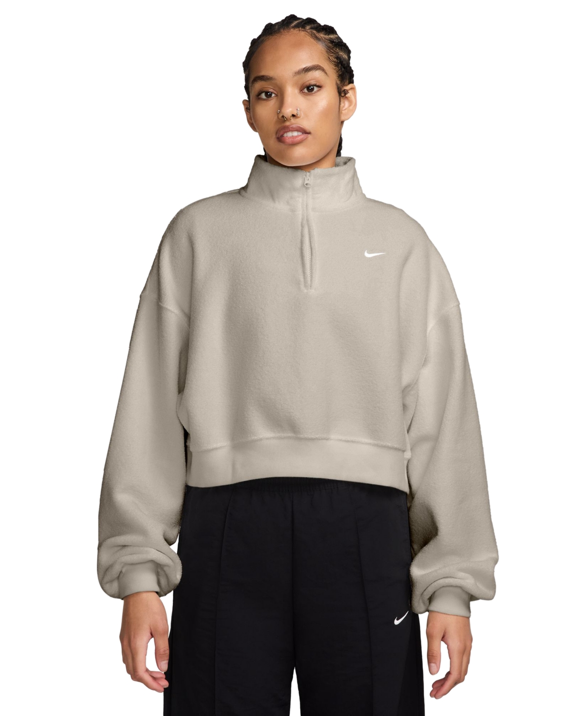 Click here for Nike Studio Fleece Plush Womens Oversized Quarter-... prices