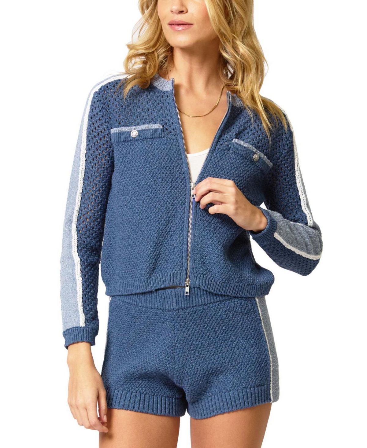 Click here for Central Park West Womens Raya Mixed Stitch Zip Car... prices