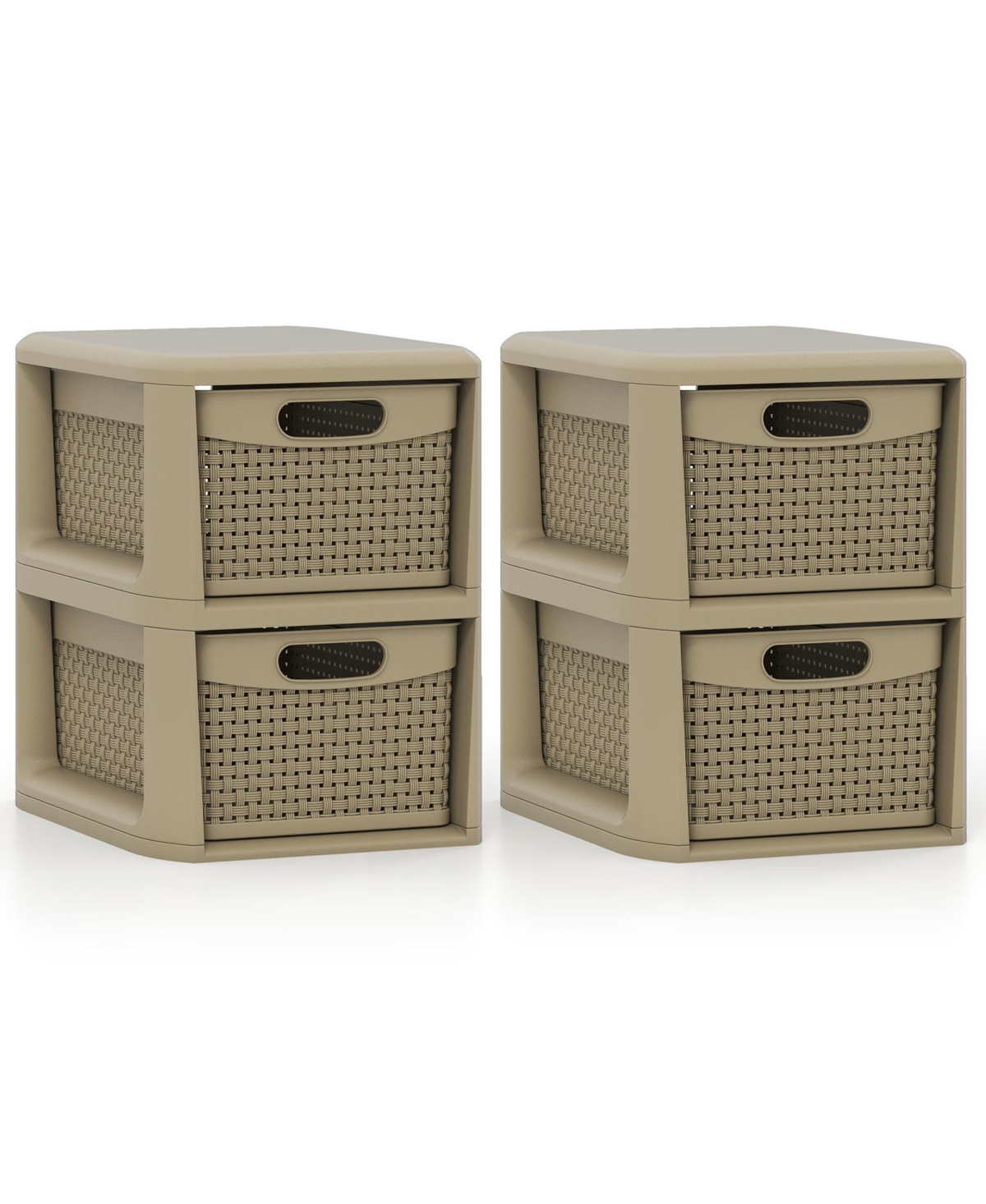 Click here for Costway 2-Drawer Storage Cabinet with Wicker Patte... prices