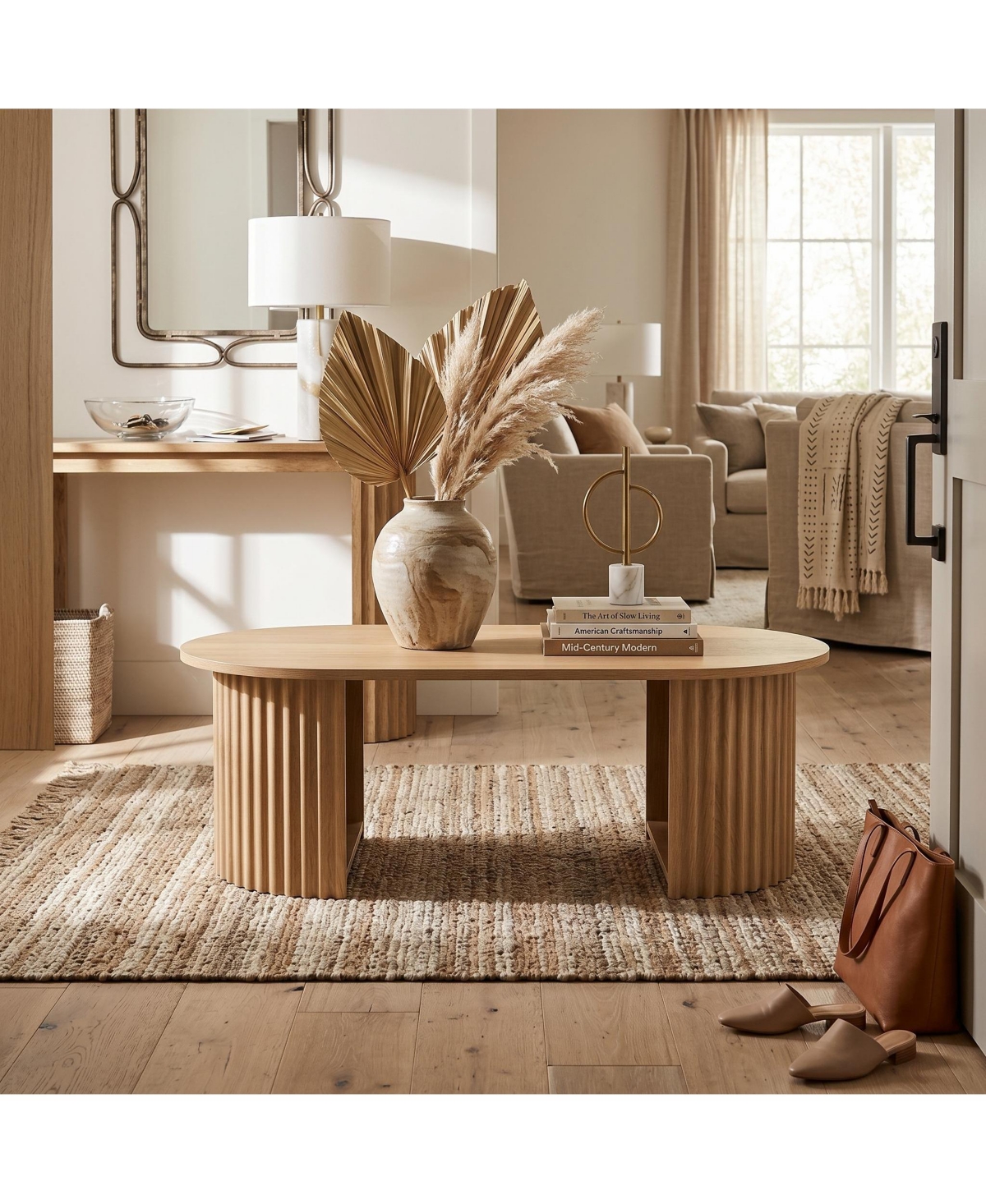 Click here for gaomon Half-Round Fluted Coffee Table  Modern Ribb... prices