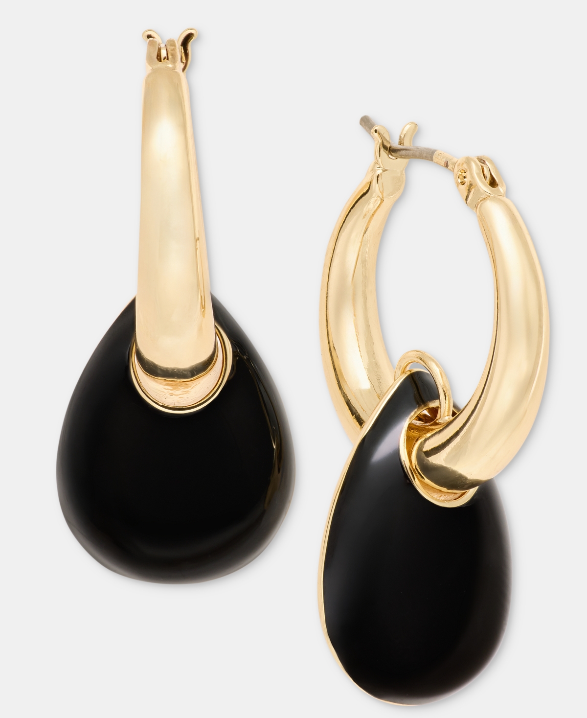 Click here for Dkny Puffy Charm Hoop Earrings - Jet prices