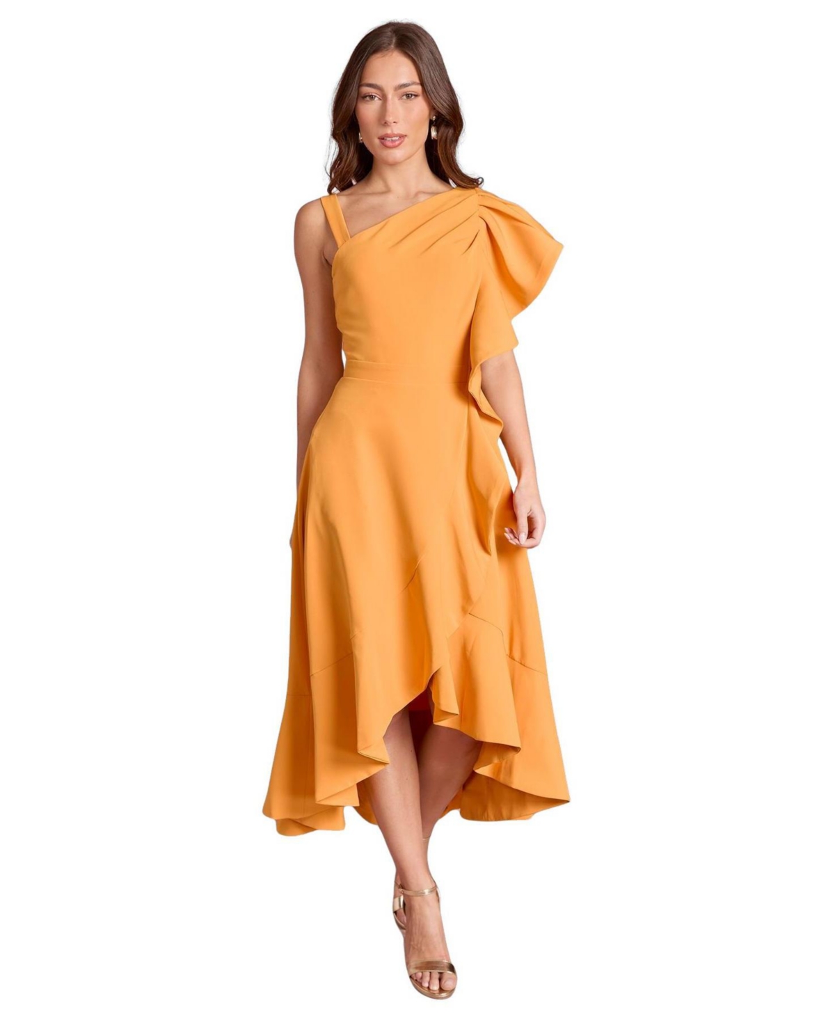 Click here for Coast Womens One Shoulder Crepe Ruffle Midi Dress... prices