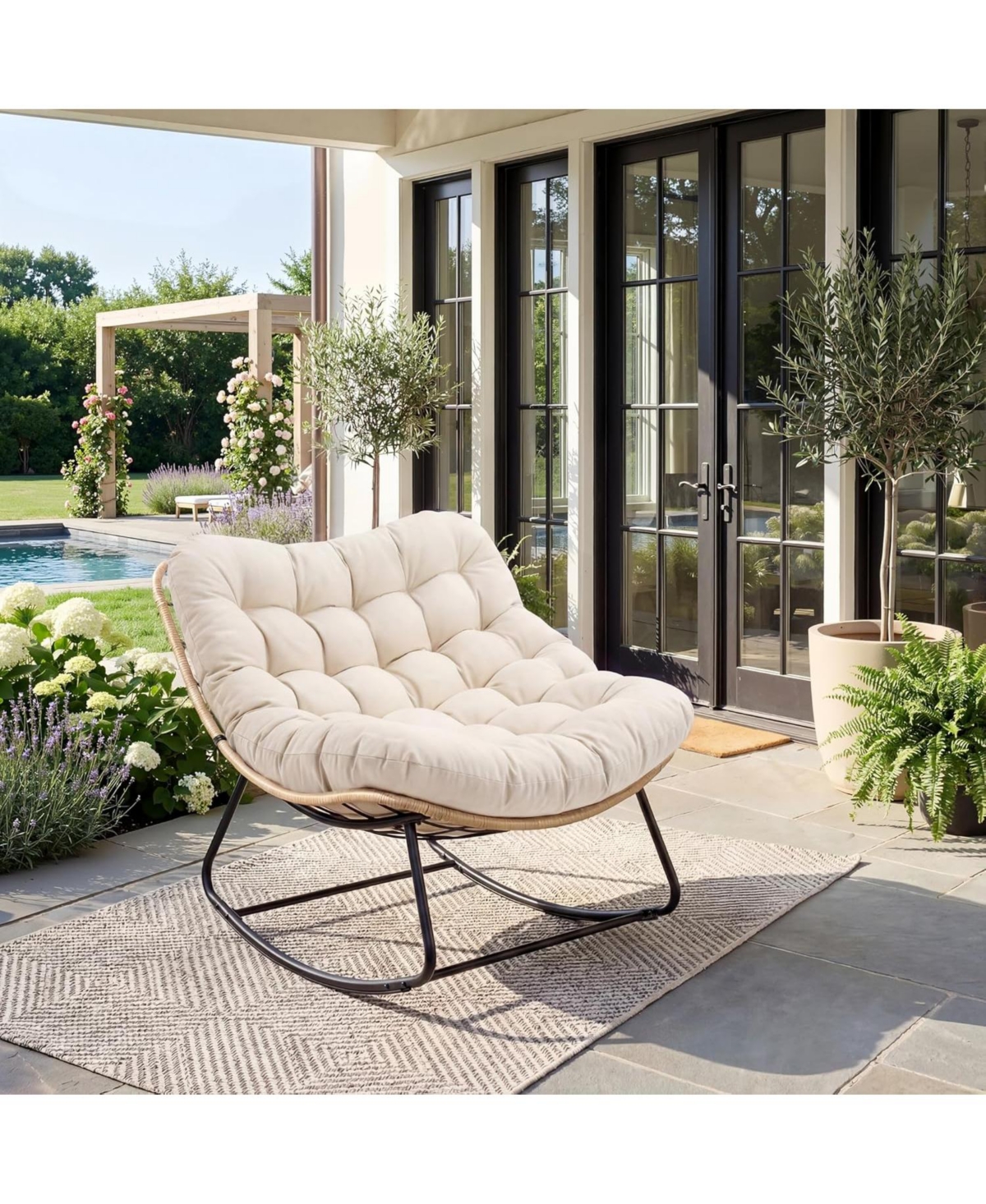 Click here for homfan Outdoor Egg Rocking Chair  Indoor Papasan R... prices