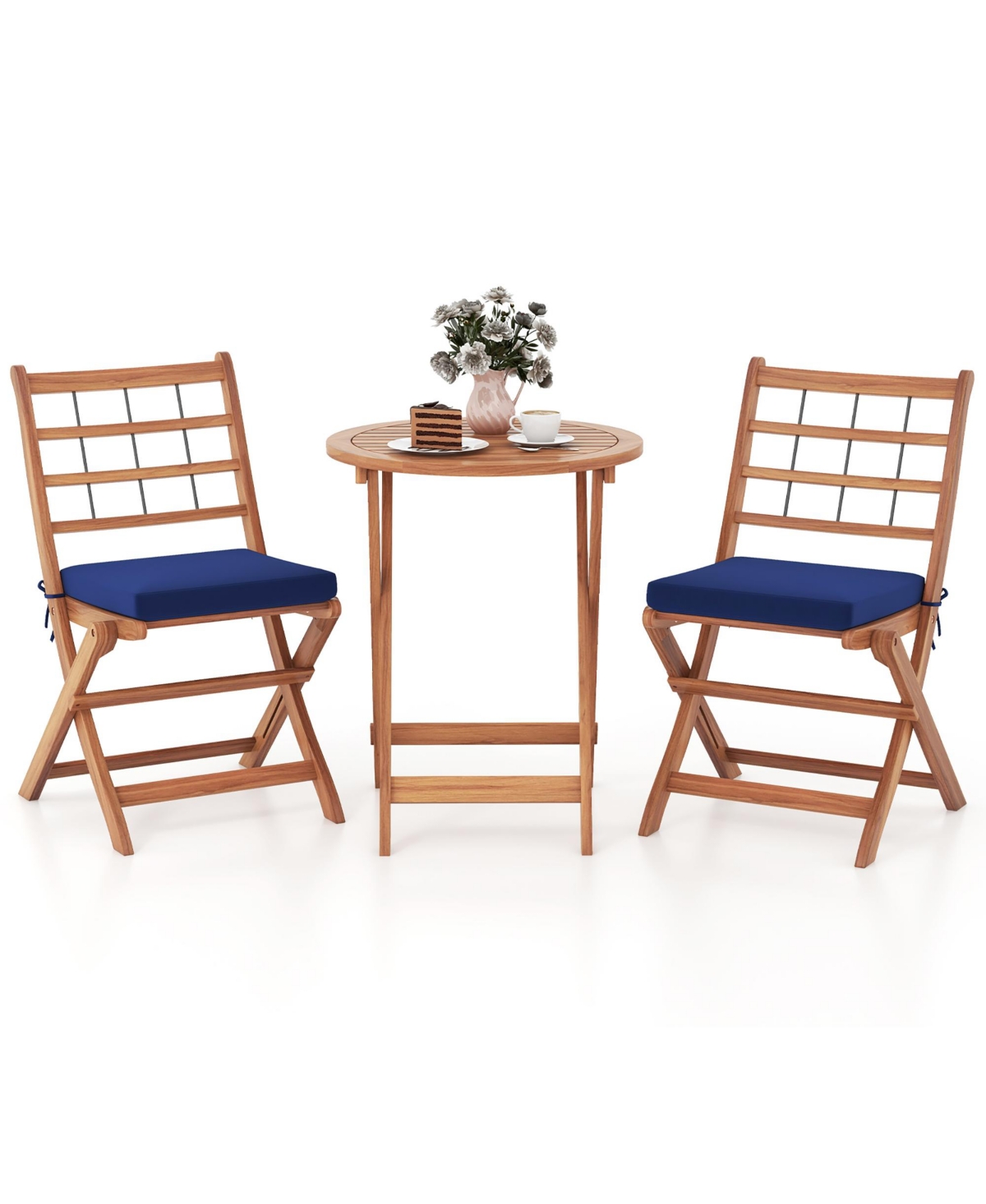 Click here for Gymax 3 Piece Acacia Wood Patio Bistro Set Folding... prices