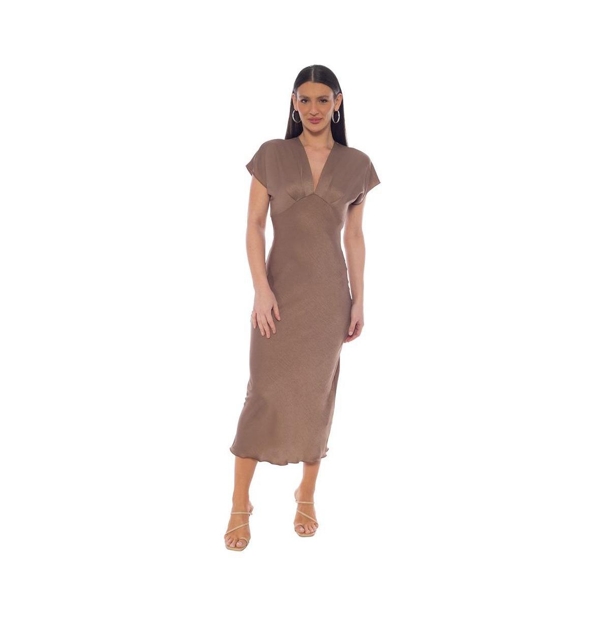 Click here for Bebe Womens Crepe Satin V-Neck Maxi Dress - Mocha prices