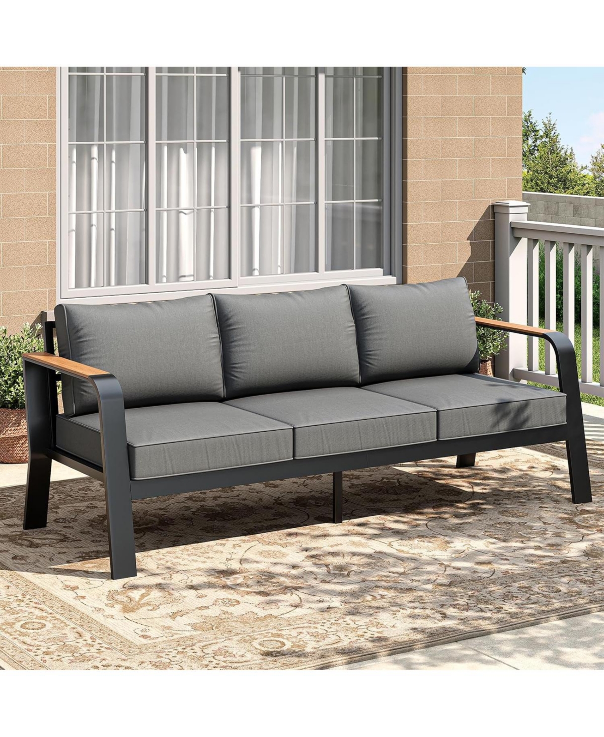 Click here for gaomon Outdoor 3-Seat Aluminum Patio Sofa Chair  O... prices