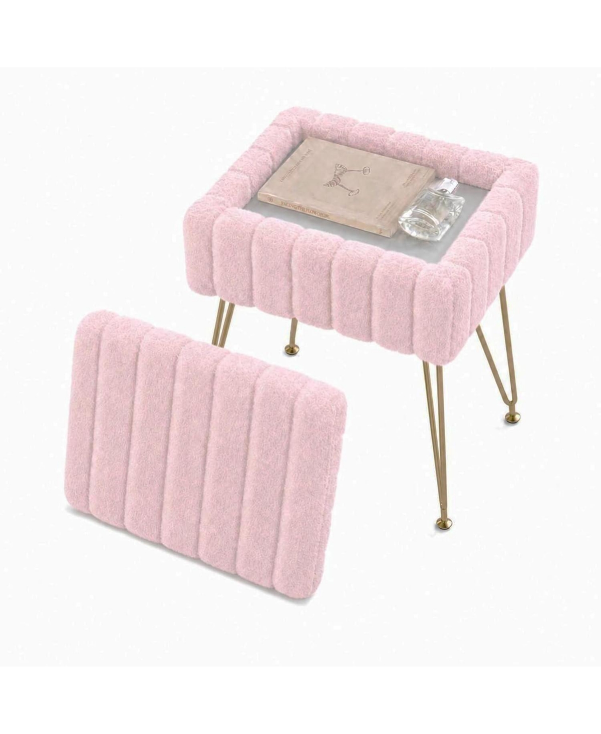 Click here for gaomon Vanity Stool with Storage  Faux Fur Ottoman... prices