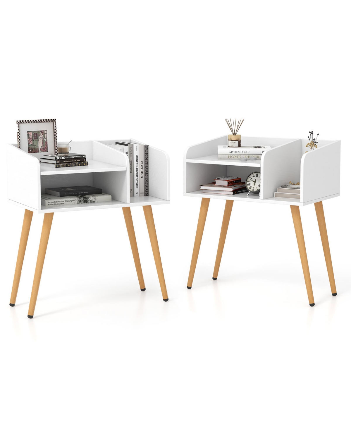 Click here for Gymax Set of 2 Mid Century Modern End Table with O... prices
