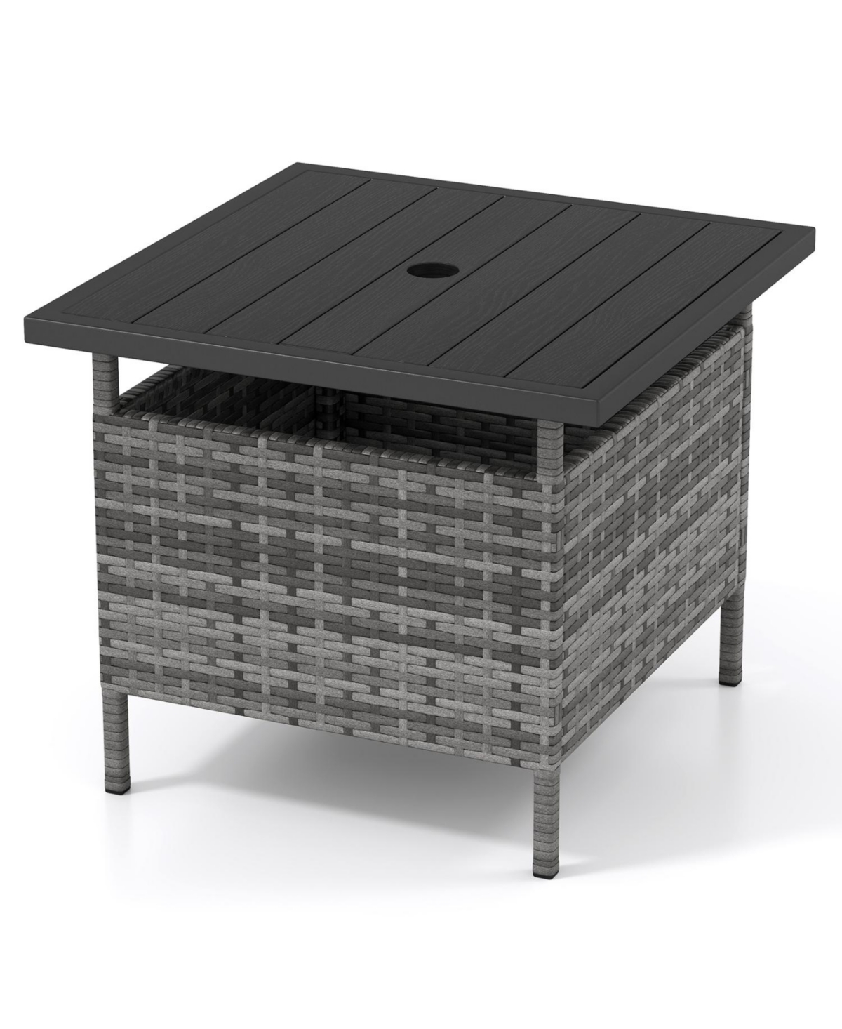 Click here for Patio Square Wicker Side Table with Umbrella Hole... prices