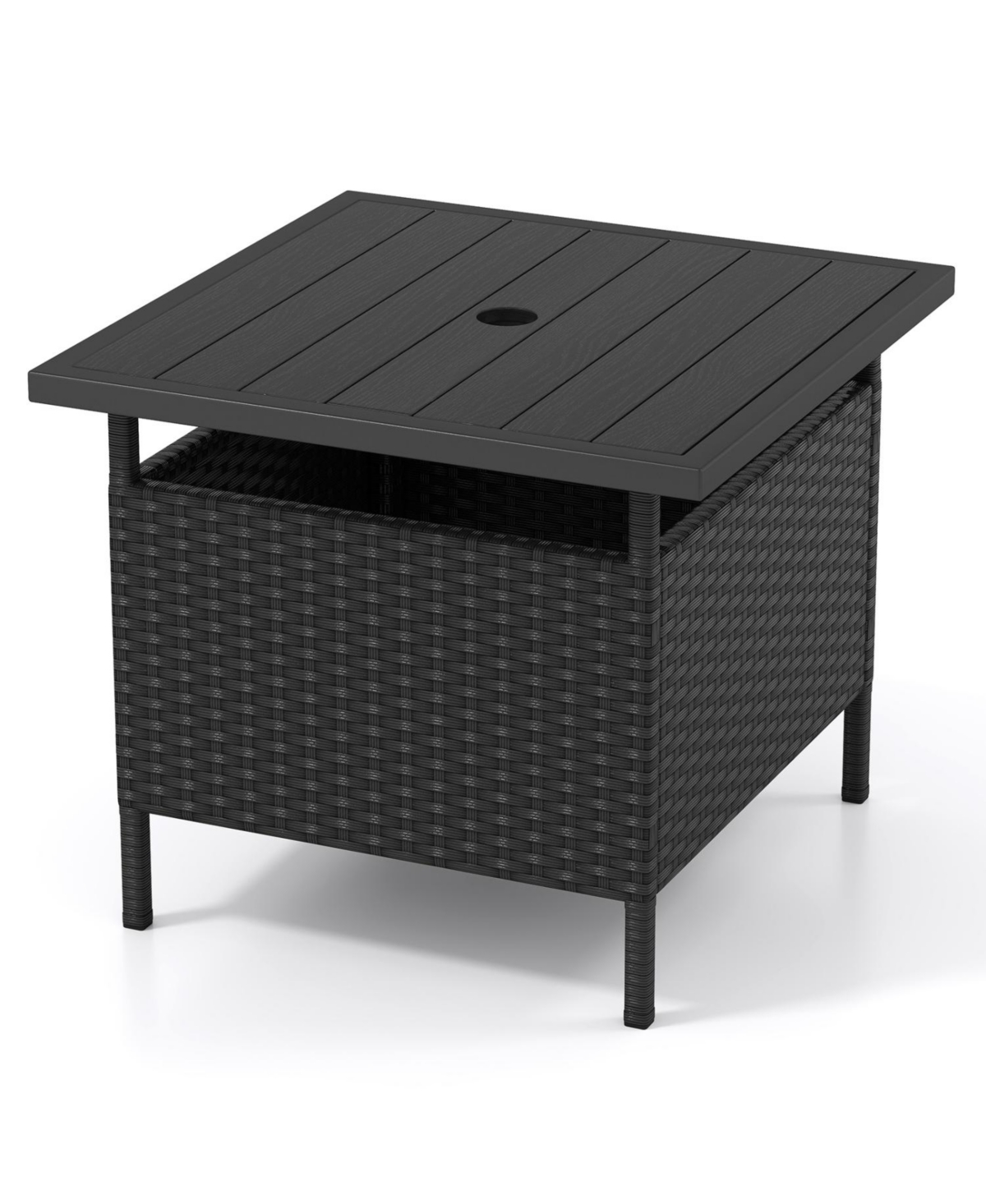 Click here for Patio Square Wicker Side Table with Umbrella Hole... prices