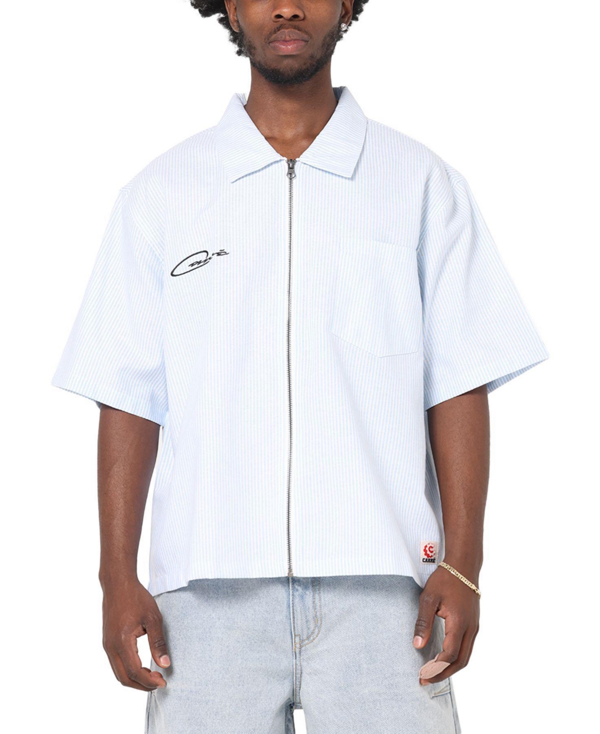 Click here for Carre Mens Oxford Stripe Zip Up Shirt prices