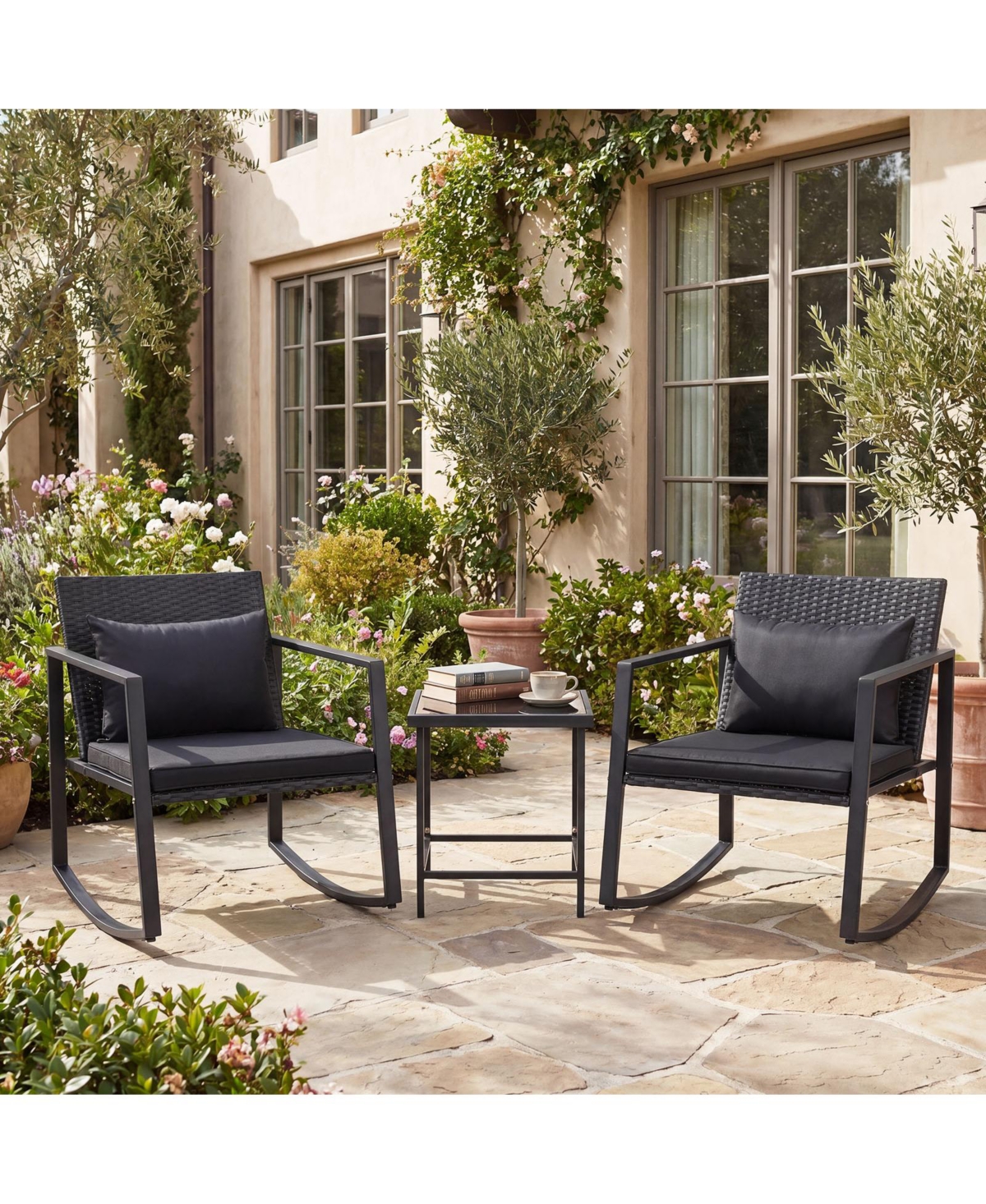 Click here for Gymax 3-Piece Outdoor Rocking Bistro Set Patio Roc... prices