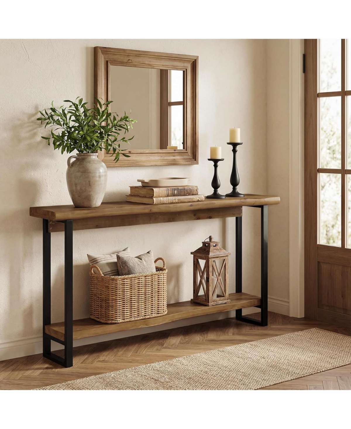Click here for Tribesigns 63 Solid Wood Console Table with Metal... prices