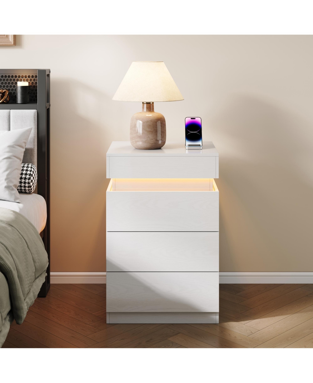 Click here for Rainsken Modern Wooden Nightstand with Charging St... prices