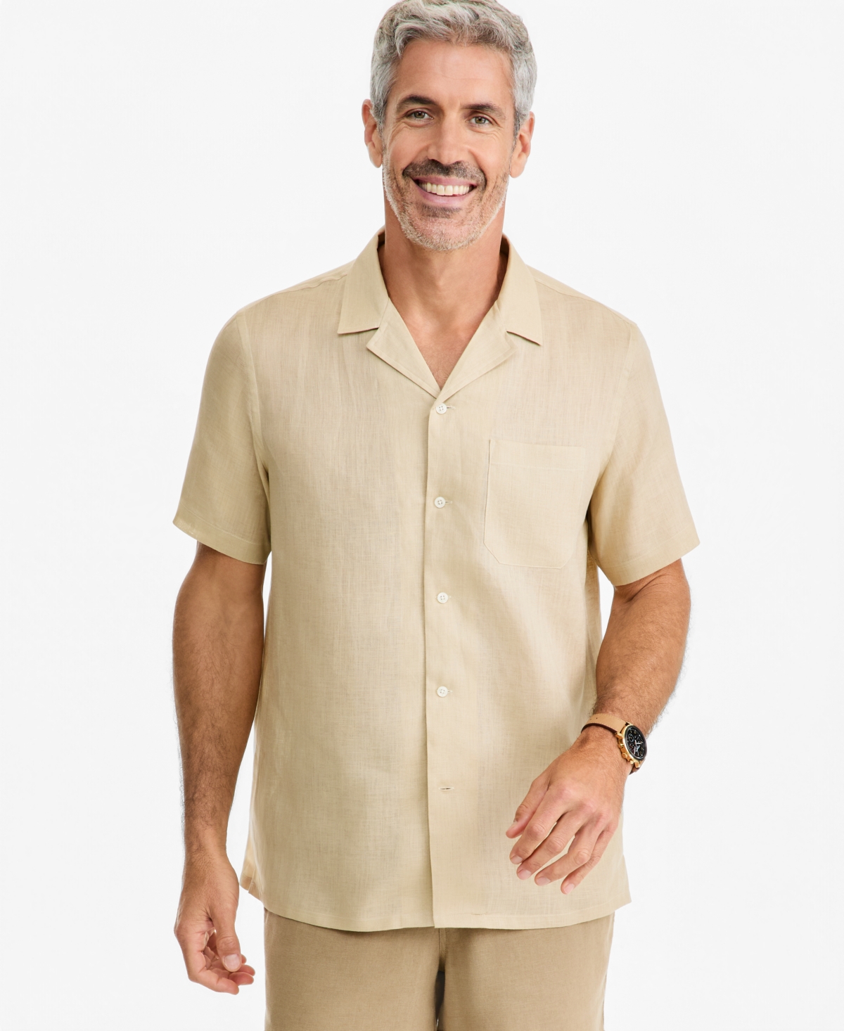 Click here for Club Room Mens Short-Sleeve Camp Collar Linen Shir... prices