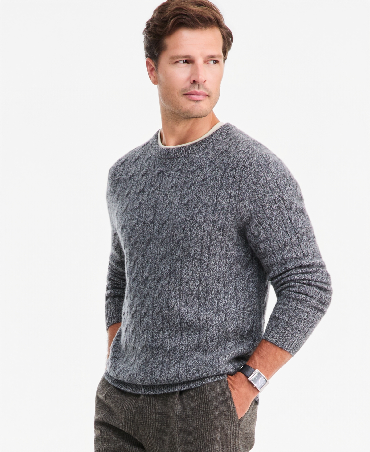 Click here for Club Room Mens Premium Cashmere Cable-Knit Crewnec... prices