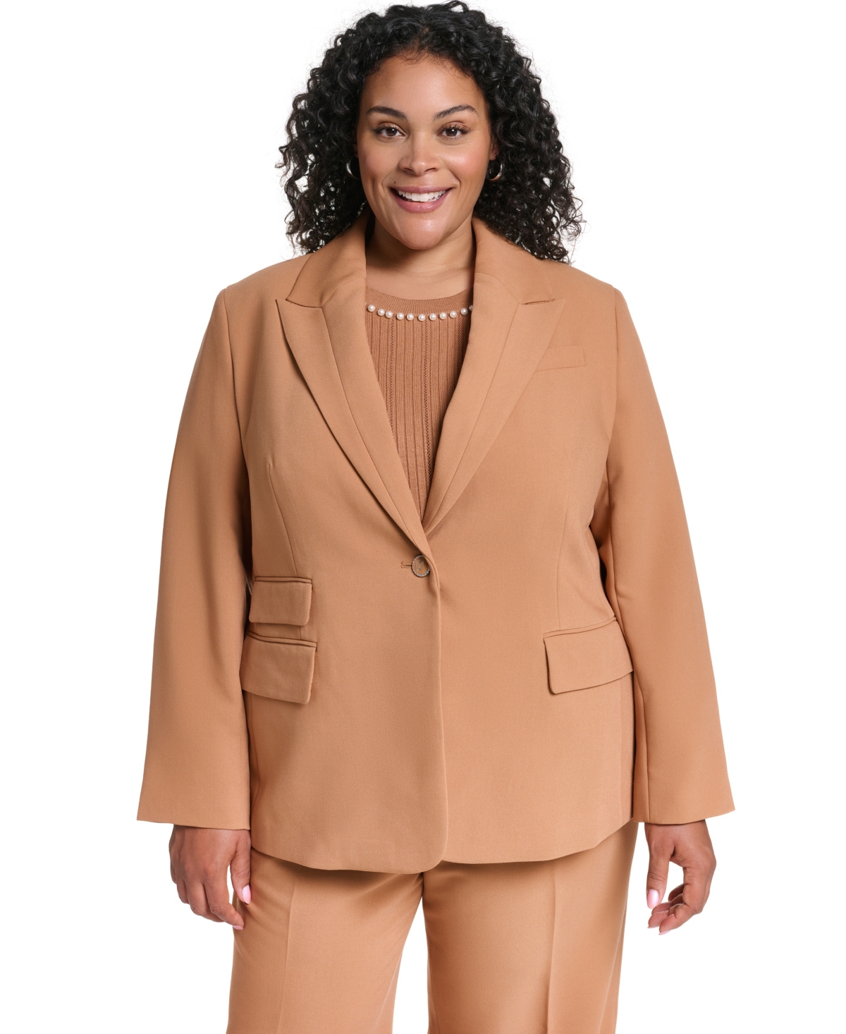Click here for Karl Lagerfeld Paris Plus Size One-Button Woven Bl... prices
