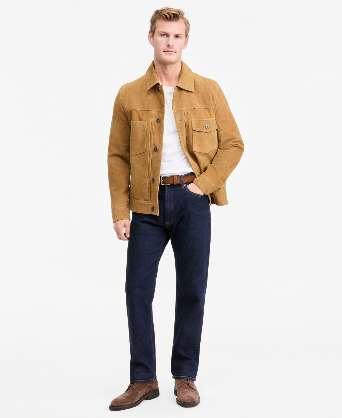 Click here for Ted by Ted Baker Mens Suede Trucker Jacket - Brown prices