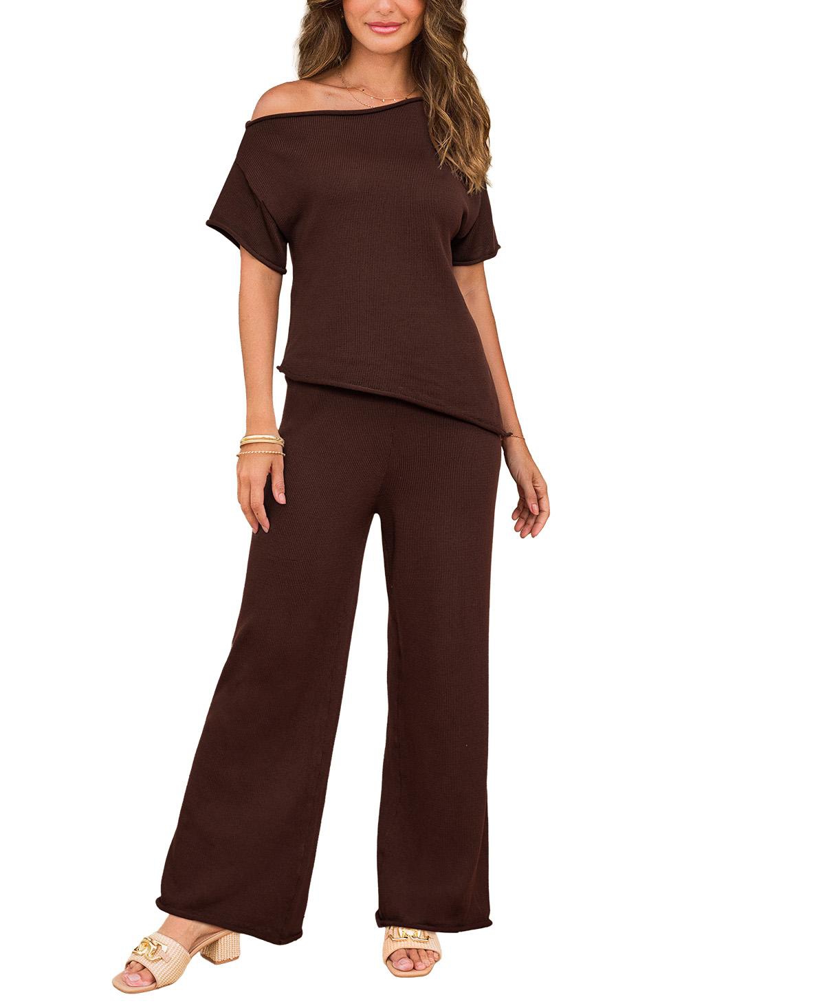 Click here for Cupshe Womens Knit Off-Shoulder Top and Wide Leg P... prices