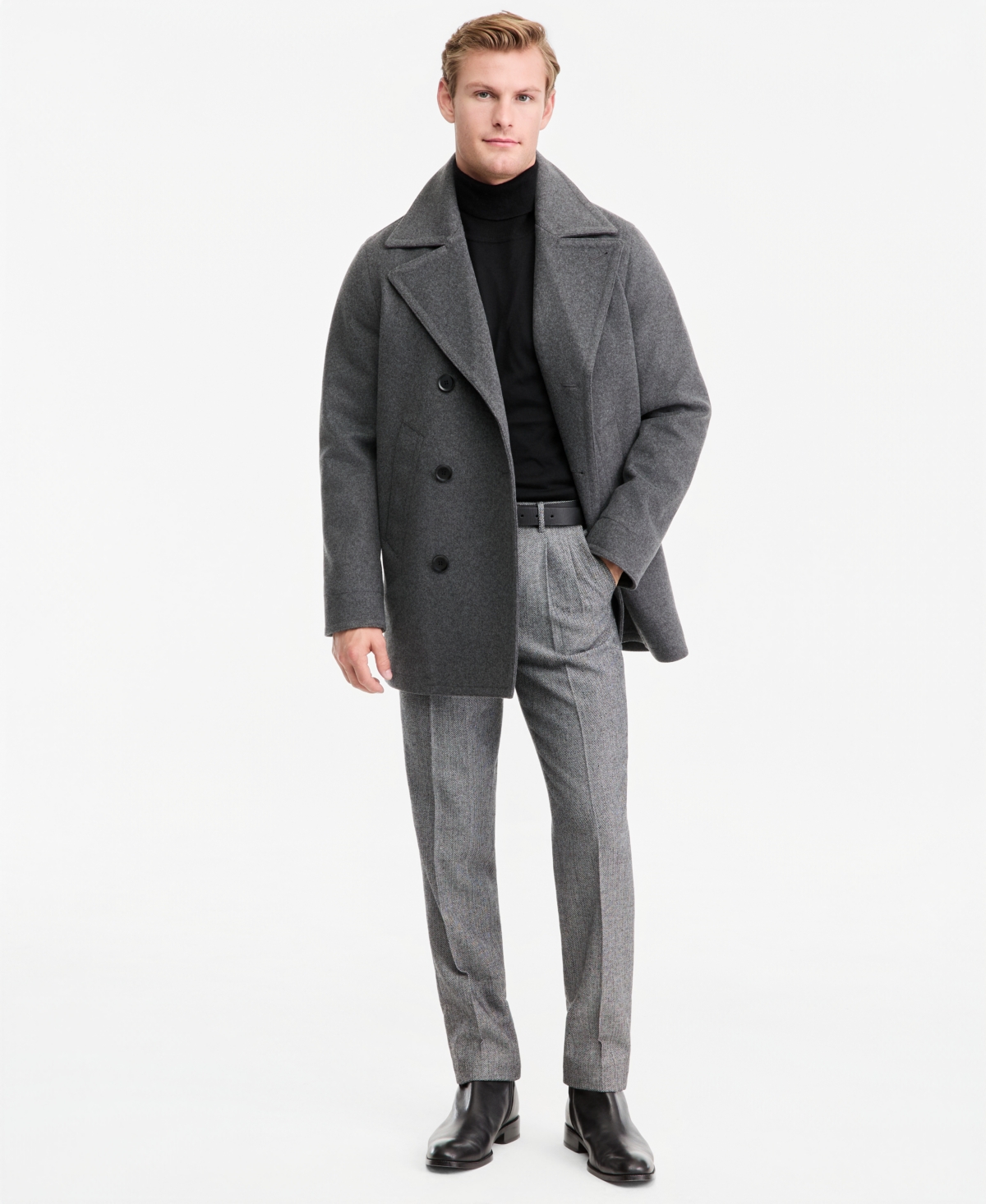 Click here for Dkny Mens Faux Wool Peacoat - Charcoal prices