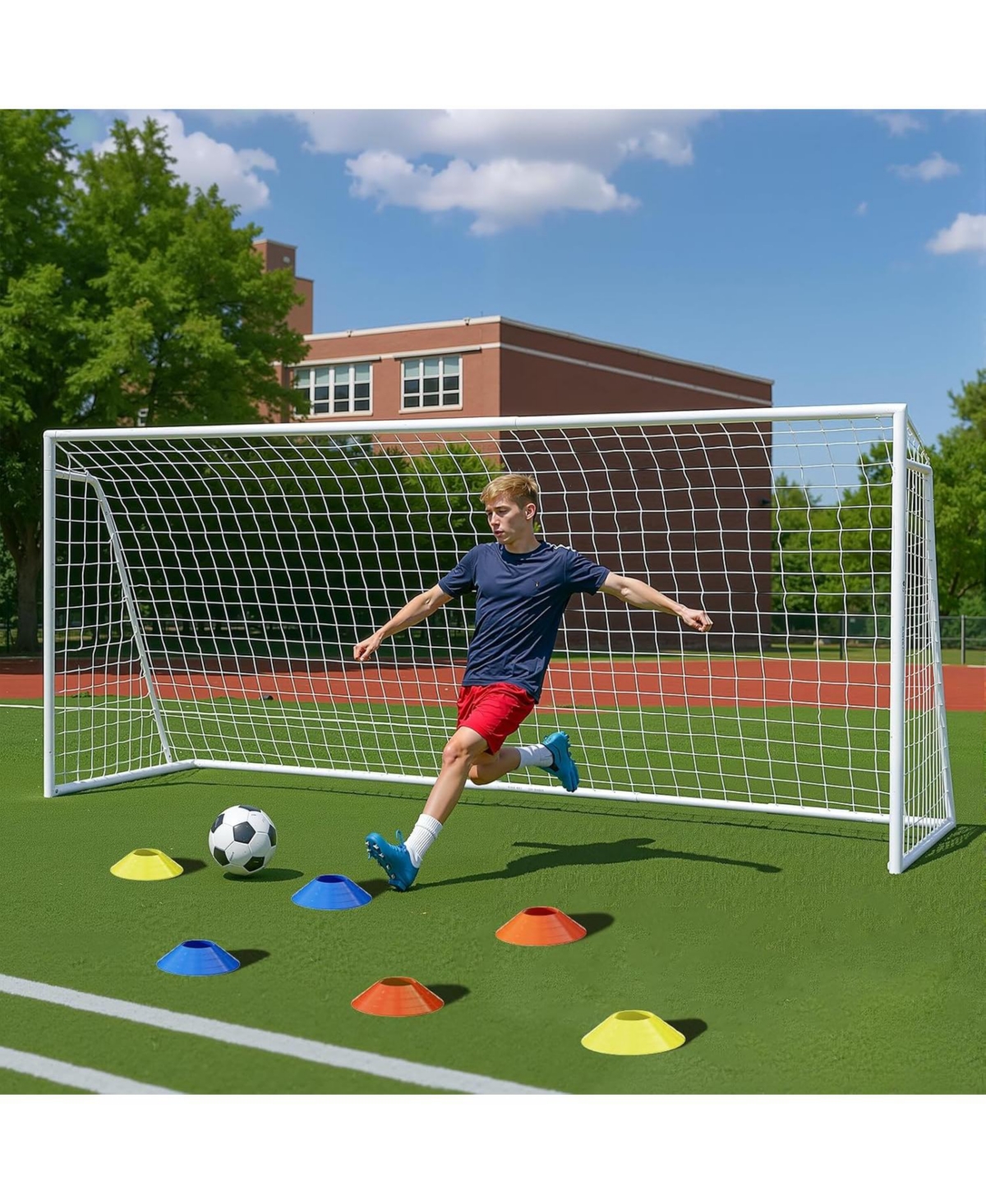 Click here for Aboron Heavy-Duty Metal Soccer Goal for Backyard a... prices
