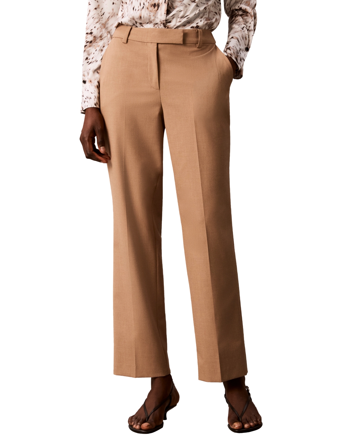Click here for Calvin Klein Womens Straight-Leg Ankle Pants - Caf... prices