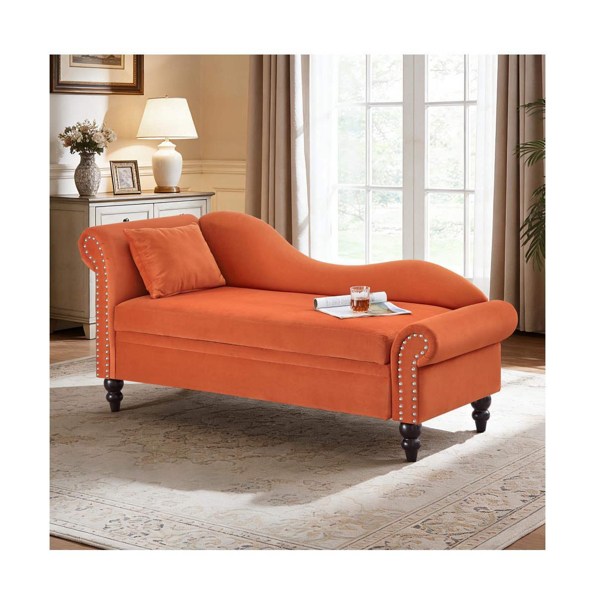 Click here for Rainsken 64.5-inch Modern Velvet Chaise Longue wit... prices