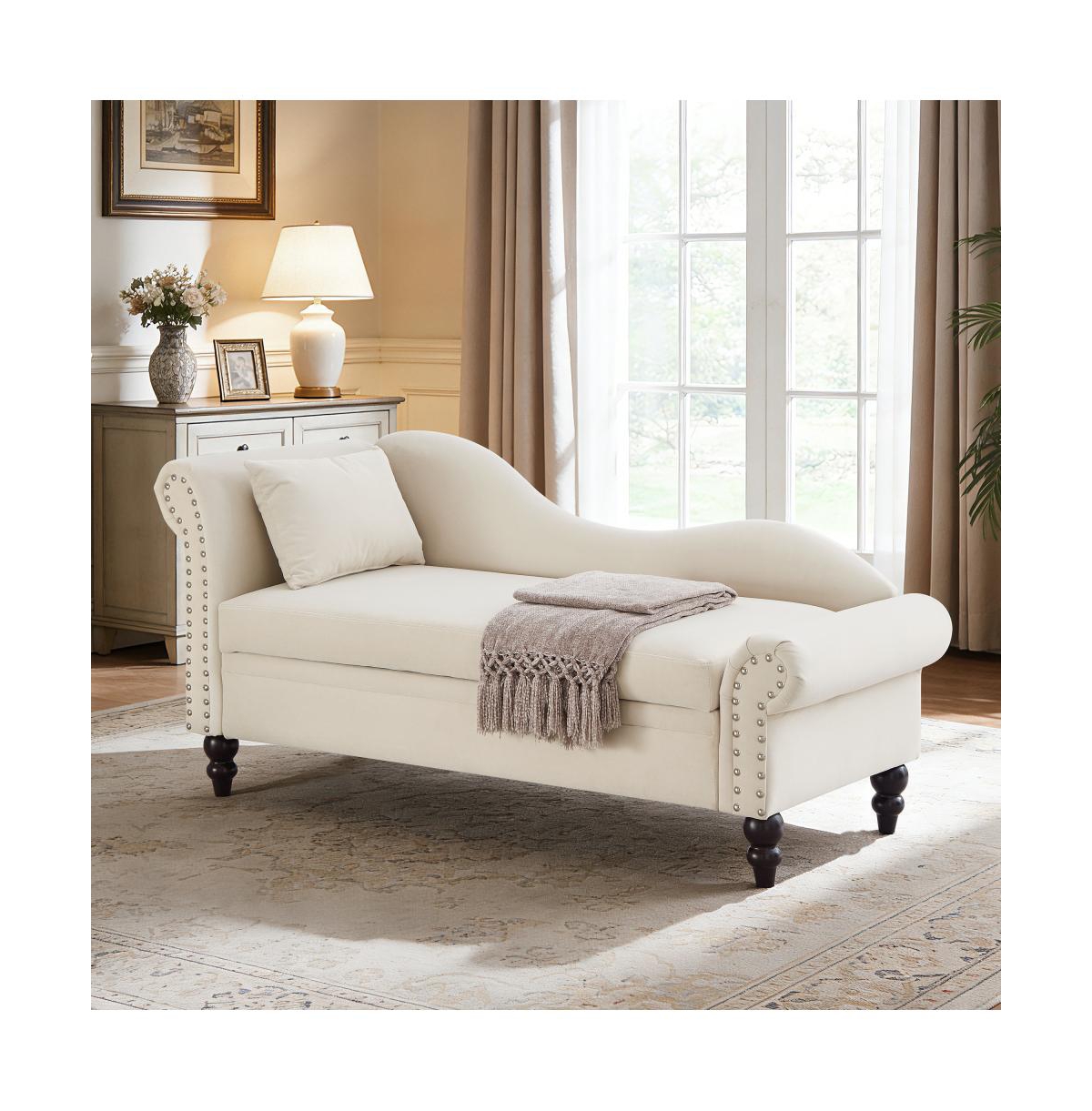Click here for Rainsken 64.5-inch Modern Velvet Chaise Longue wit... prices