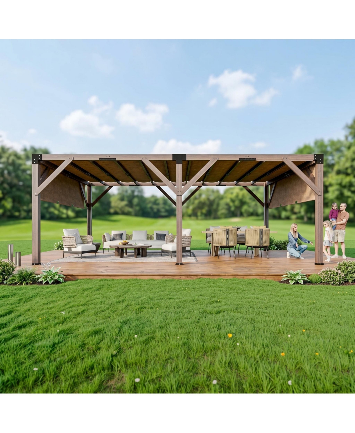 Click here for homfan 12 x 20 Ft Pergola Gazebo with Spruce and C... prices