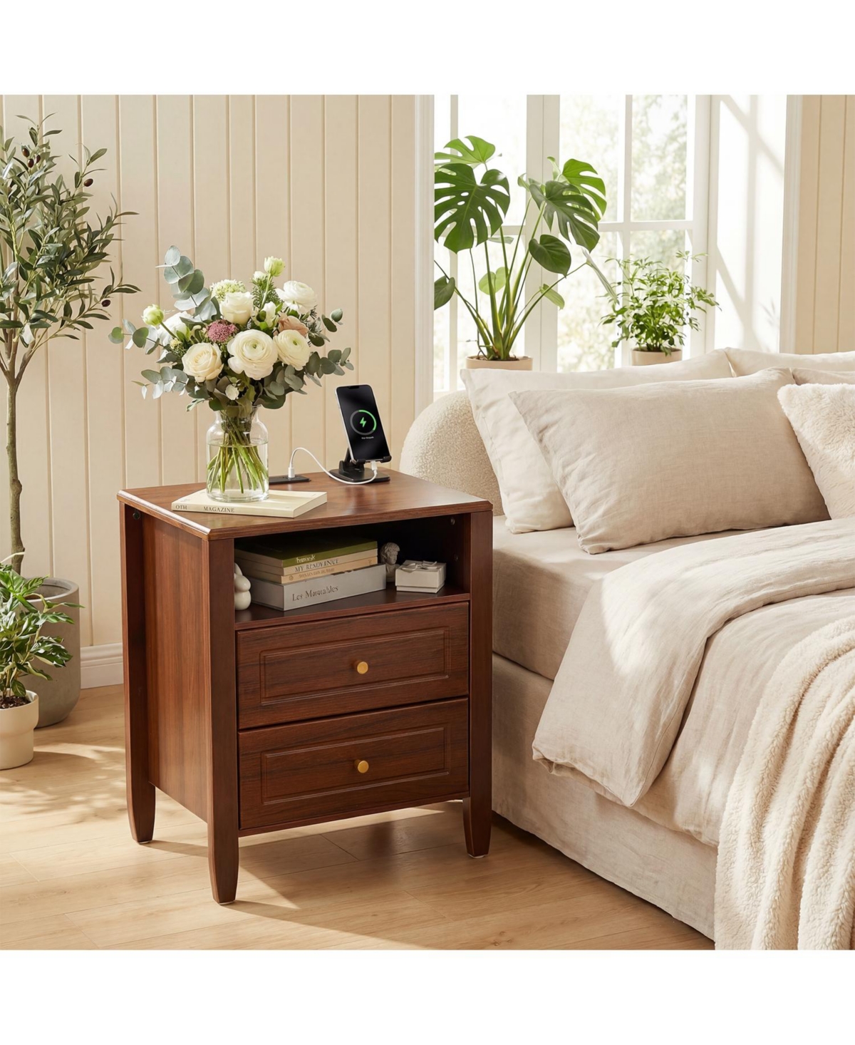 Click here for homfan Modern Bedside Table with Charging Station... prices