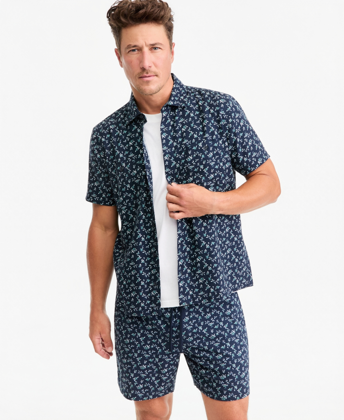 Click here for Sun + Stone Mens Short-Sleeve Victor Ditsy Floral... prices