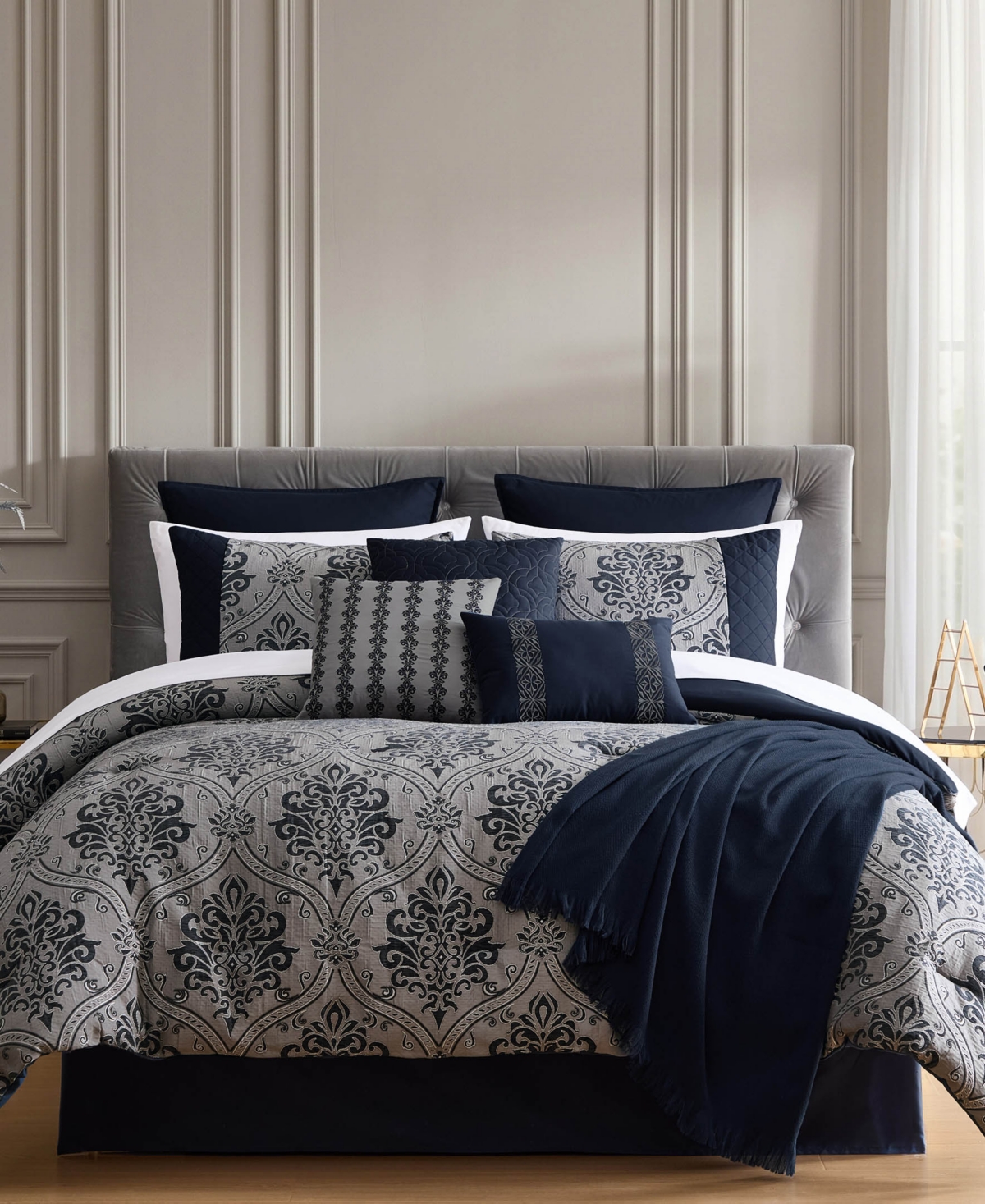 Click here for Horwin Damask 14-Piece Comforter Set  King - Navy... prices