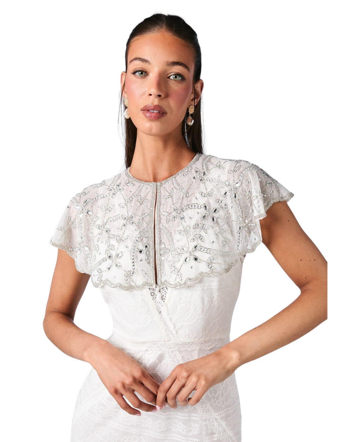 Click here for Coast Womens Embellished Beaded Bridal Cape - Ivor... prices
