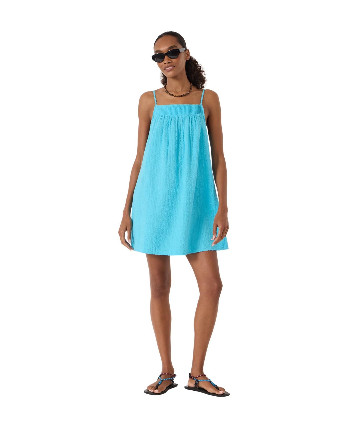 Click here for Hush Womens Carmen Seersucker Beach Mini Dress - T... prices