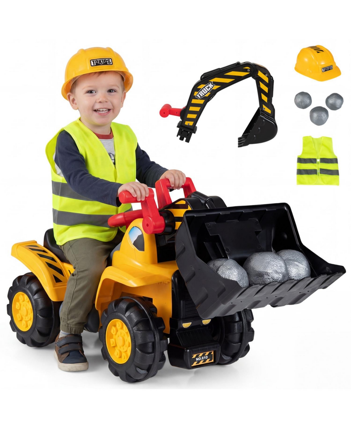 Click here for Slickblue 3-in-1 Ride On Toy Excavator with Engine... prices