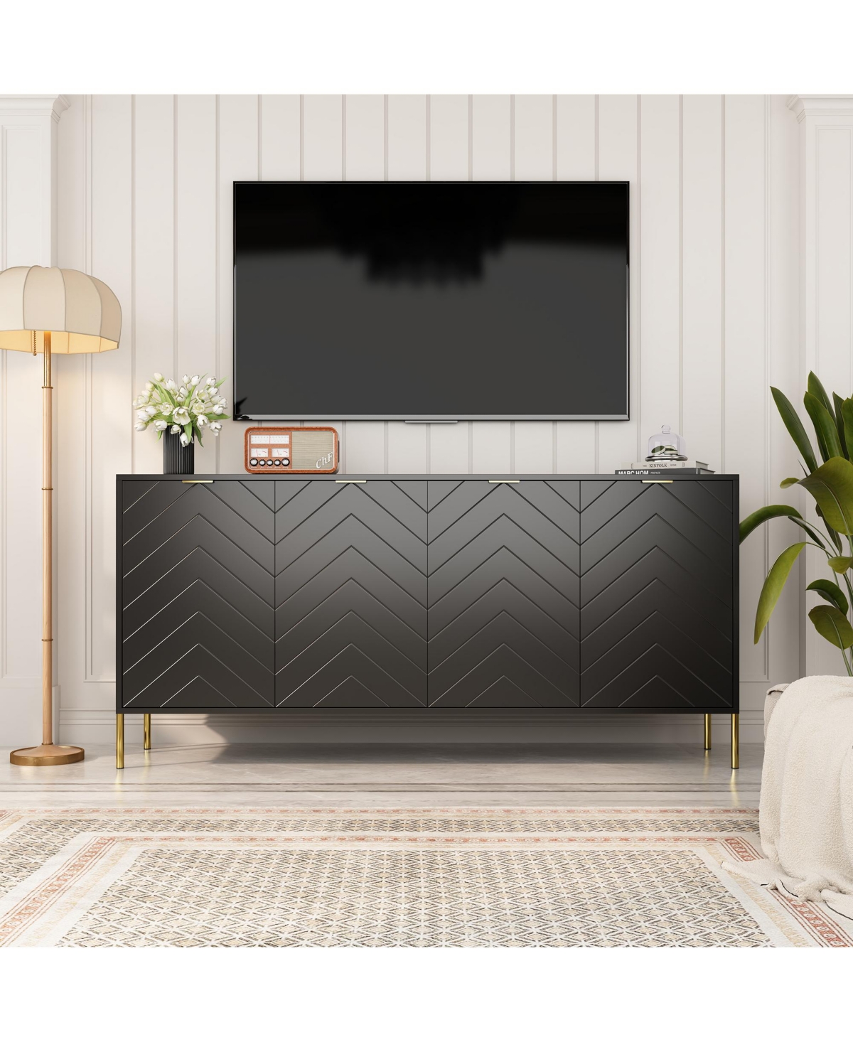 Click here for Clihome Storage Cabinet with 4 Doors  63 Inch Mond... prices