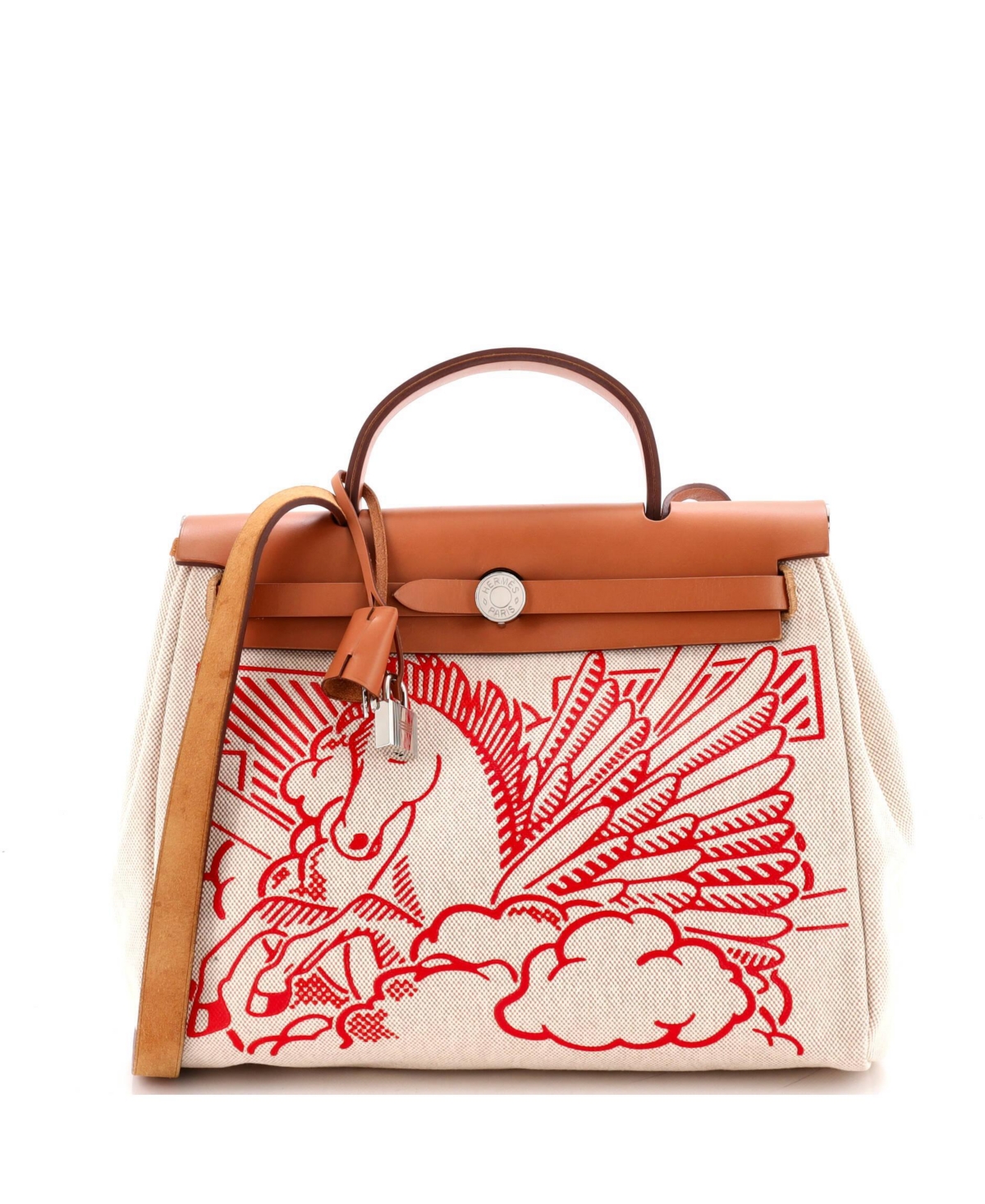 Click here for Pre-Owned HERMES 31 Herbag Zip Pegase Pop Toile an... prices
