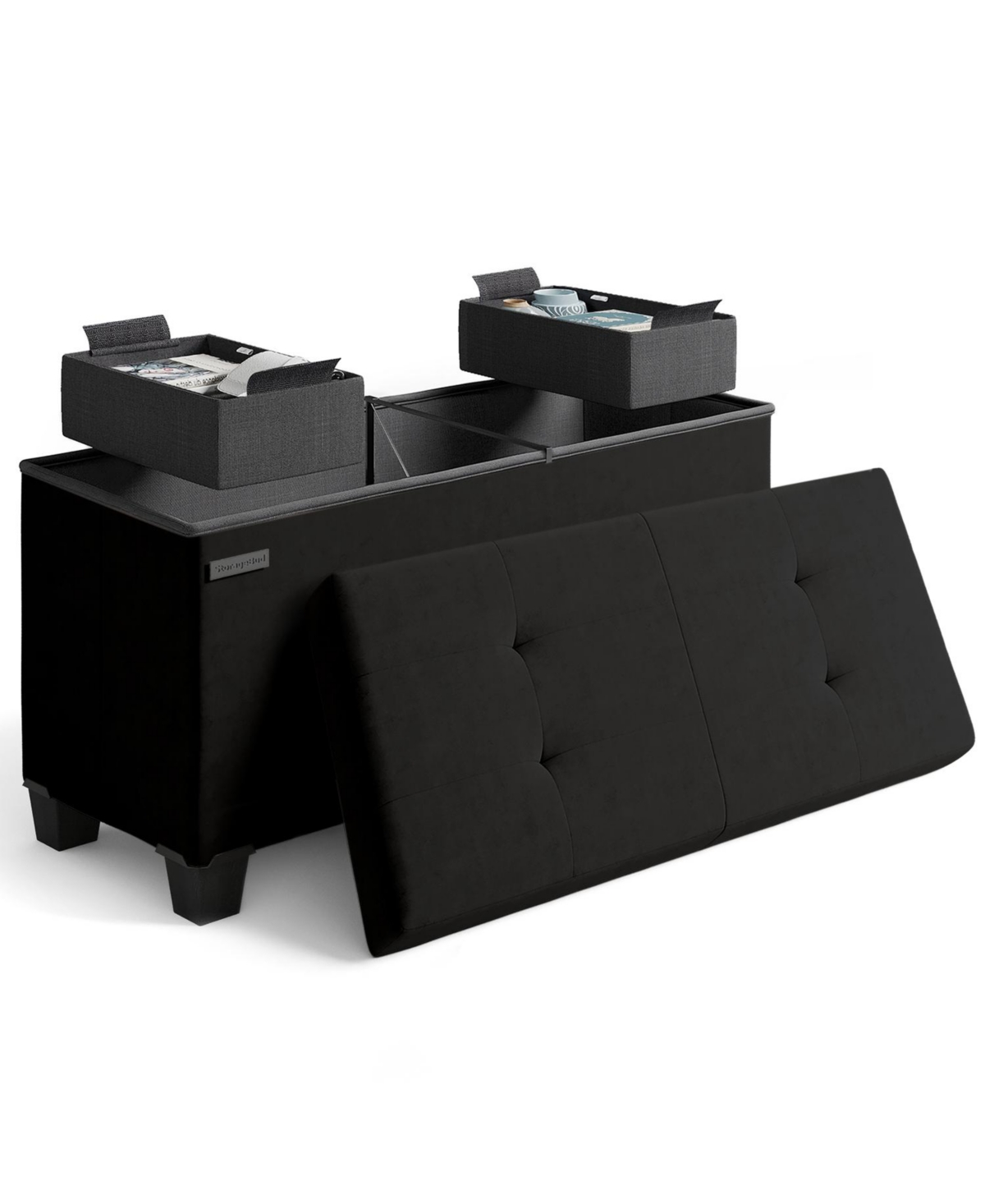 Click here for Nestl 30-Inch Velvet Storage Ottoman with Bin  Sma... prices
