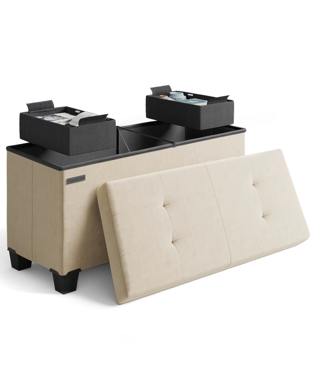 Click here for Nestl 30-Inch Velvet Storage Ottoman with Bin  Sma... prices